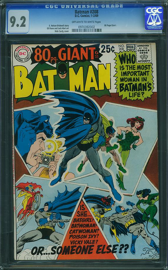 Batman 208 CGC 9.2 Off white/white PQ 80 paige giant (less then GPA ...