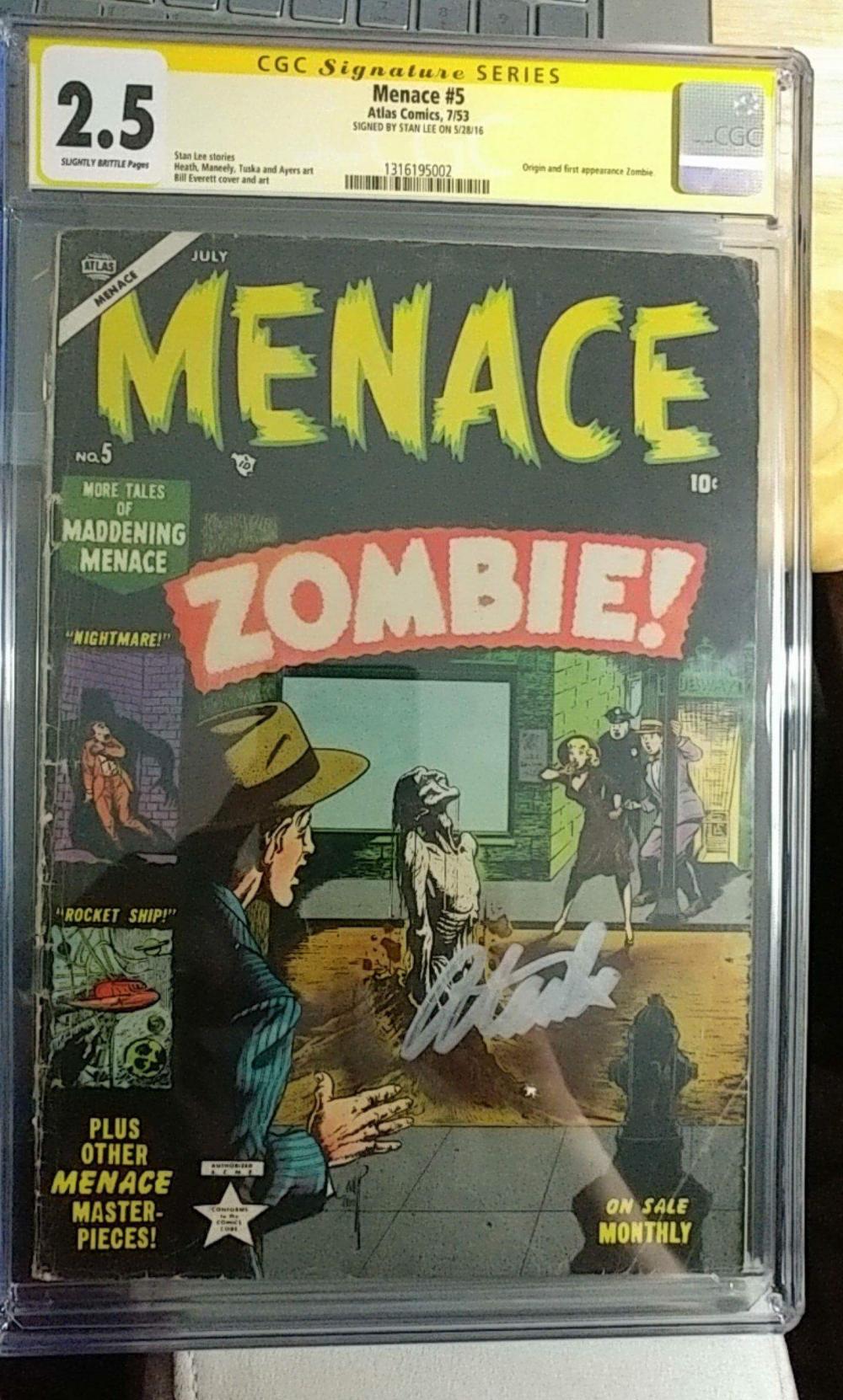 Menace 5 CGC SS 2.5 Signed Stan Lee last price drop - Golden / Silver ...