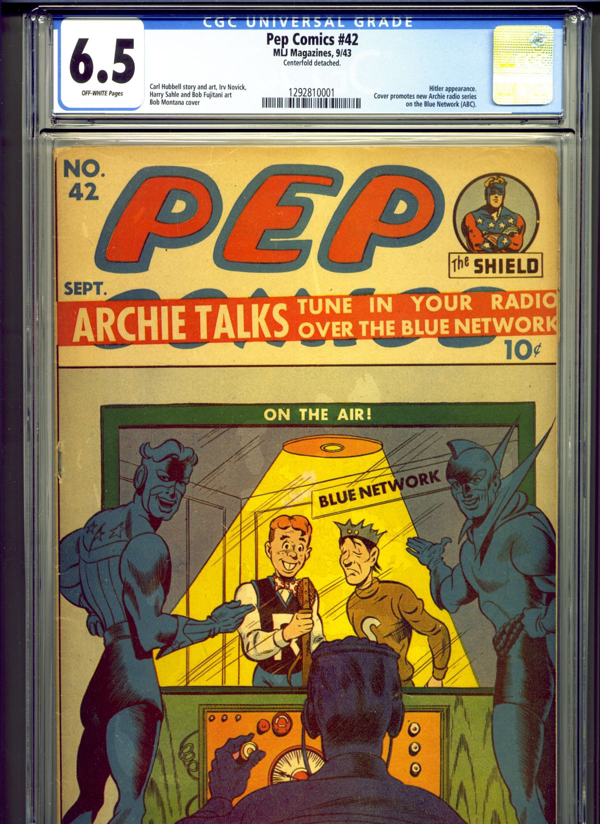 Pep Comics #42 --- CGC 6.5 OW --- 3rd Highest Graded --- Early Archie ...