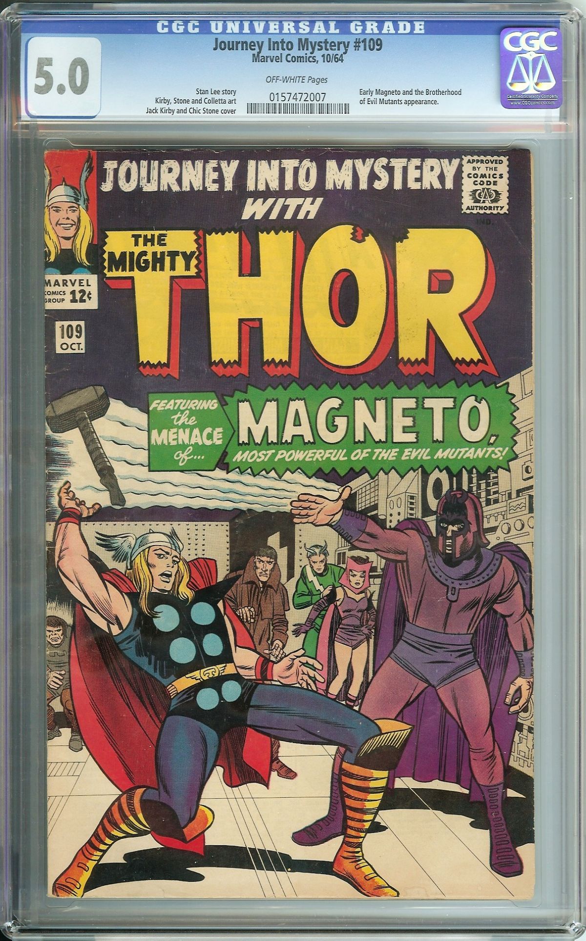 Journey into Mystery 109 CGC 5.0 Thor vs Magneto - Golden/Silver/Bronze ...
