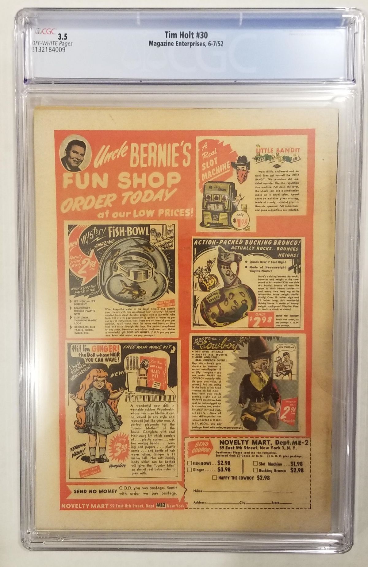 Tim Holt #30 CGC 3.5 OW Cassic Lady Doom Zodiac Killer Pre-Code Horror ...