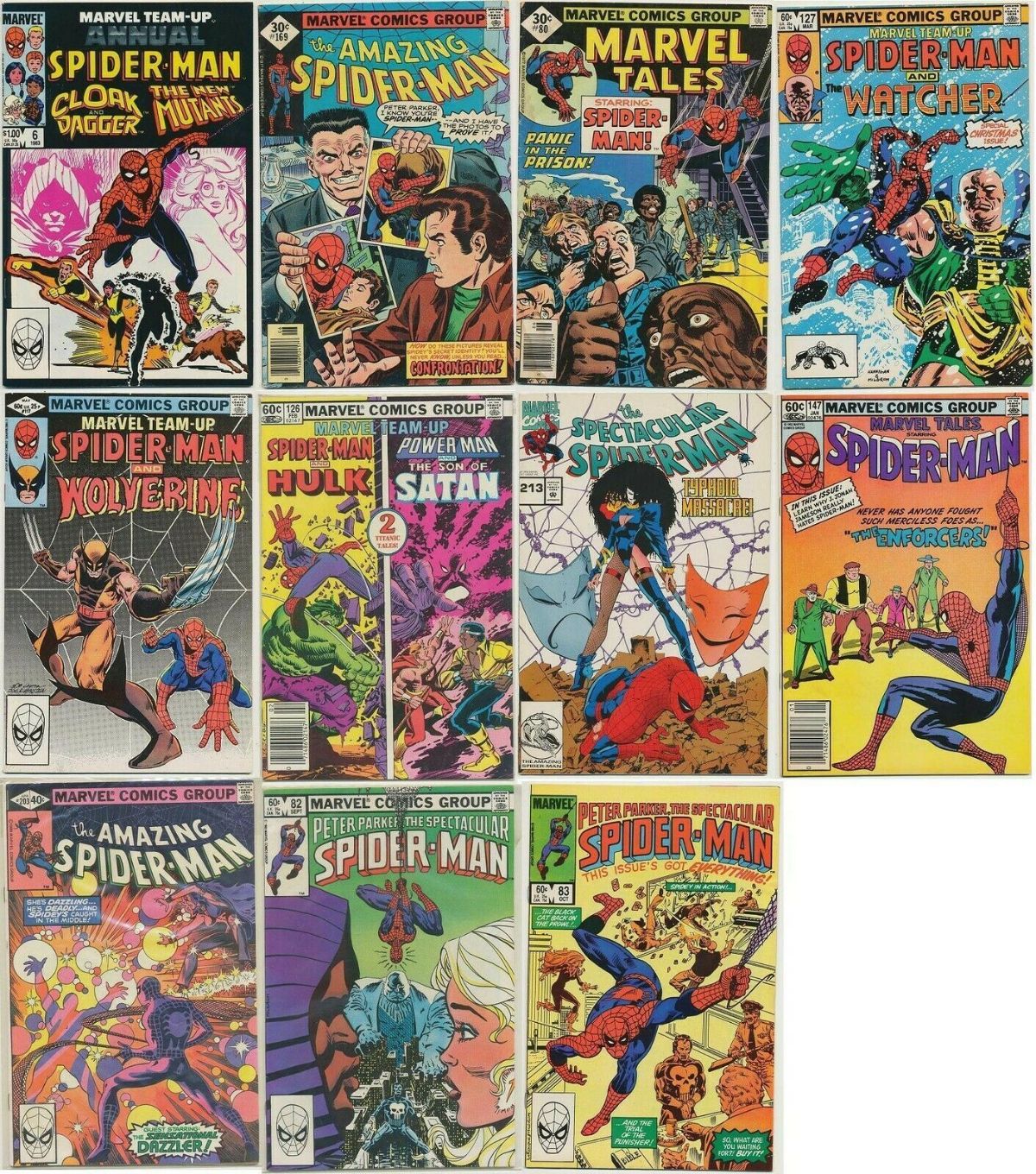 Marvel Comics SPIDER-MAN Lot WOLVERINE 1977 1982 1983 #147 Team-Up #117 ...