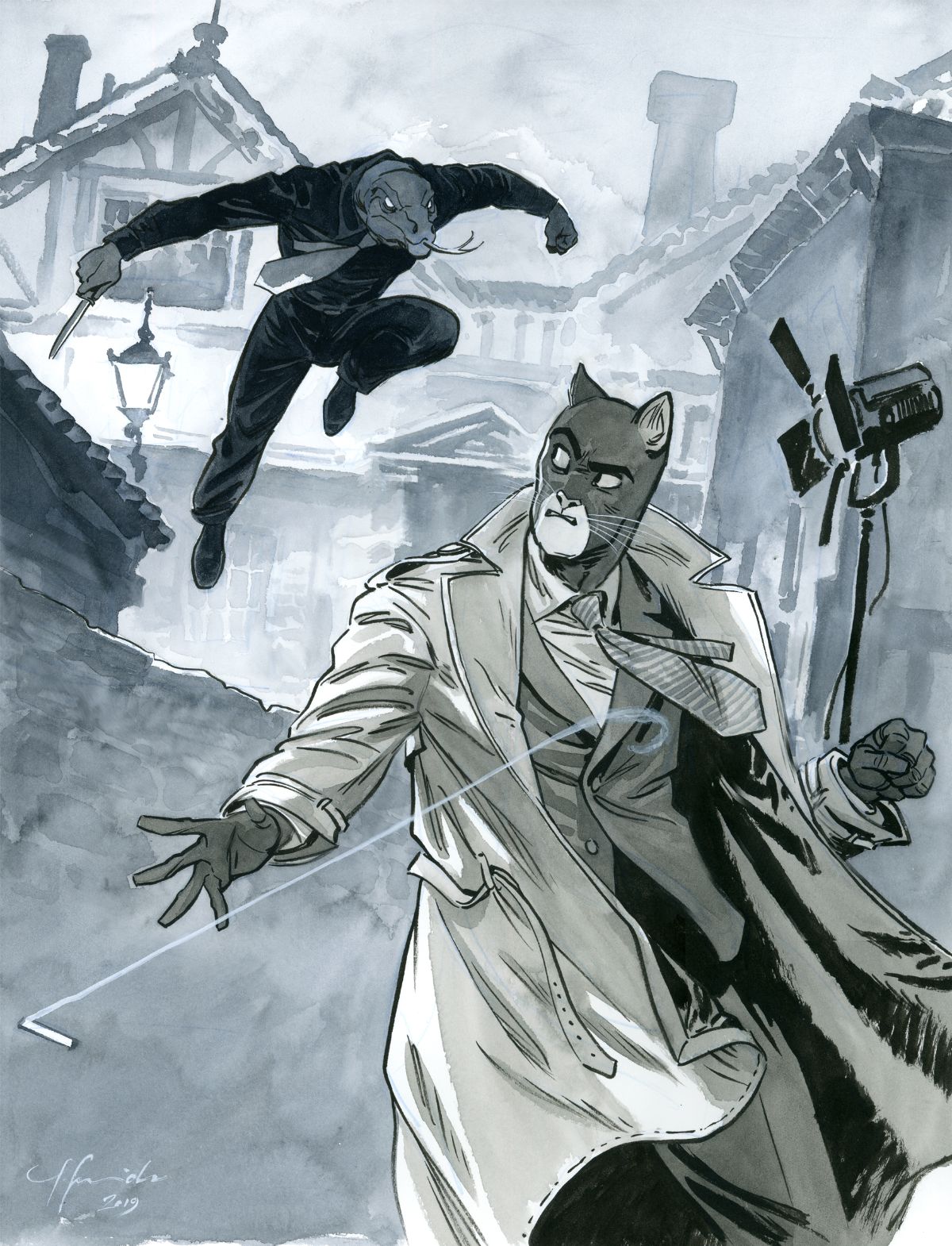 Juanjo Guarnido Blacksad Watercolor Pin up For Sale - PRICE LOWERED ...