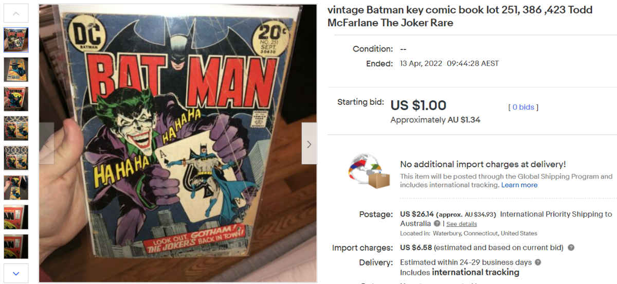 eBay seller ends Batman lot sale mid auction and immediately relists as ...