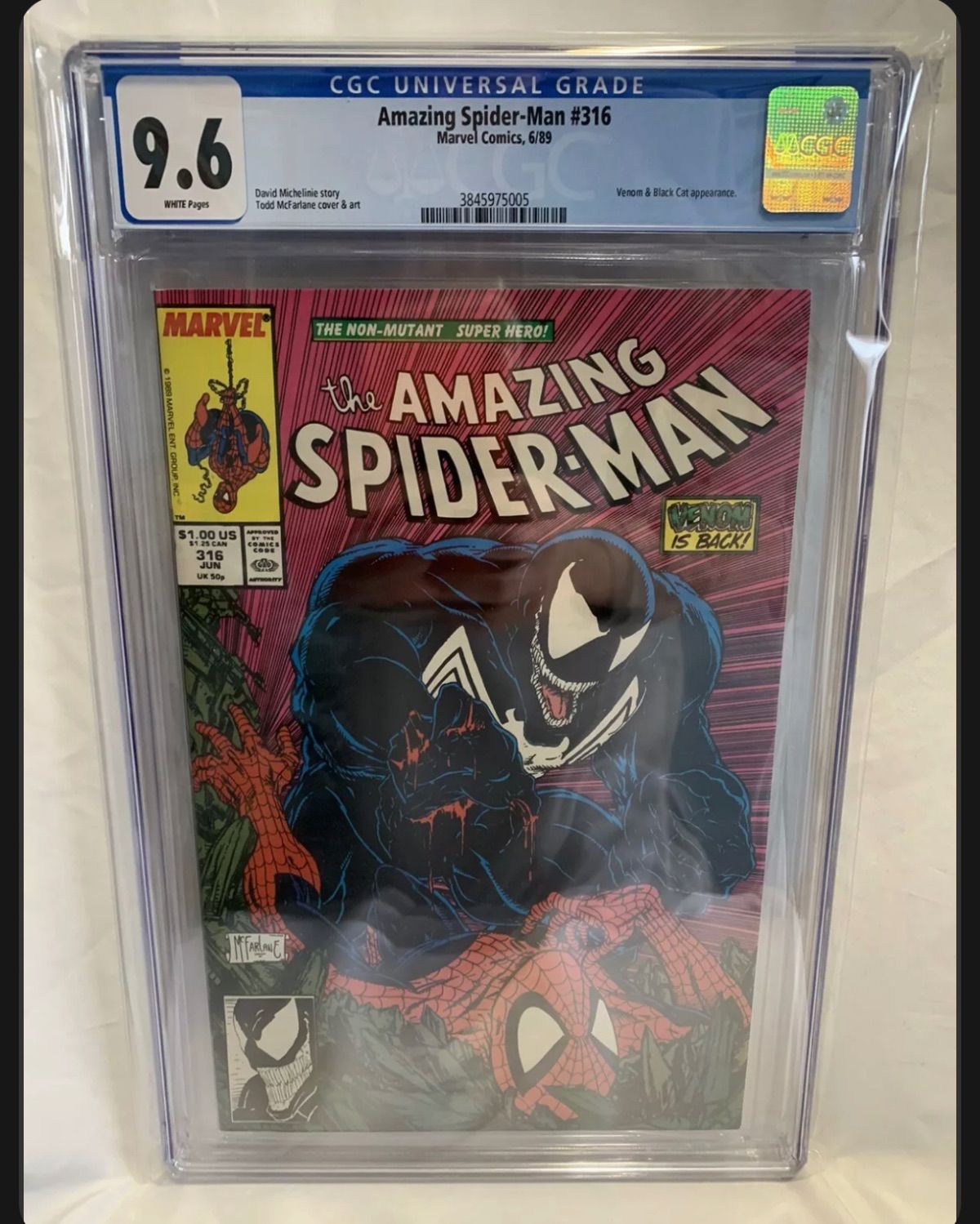 Amazing Spider-Man #316 CGC 9.6 1989 1st Venom Cover Todd McFarlane art ...