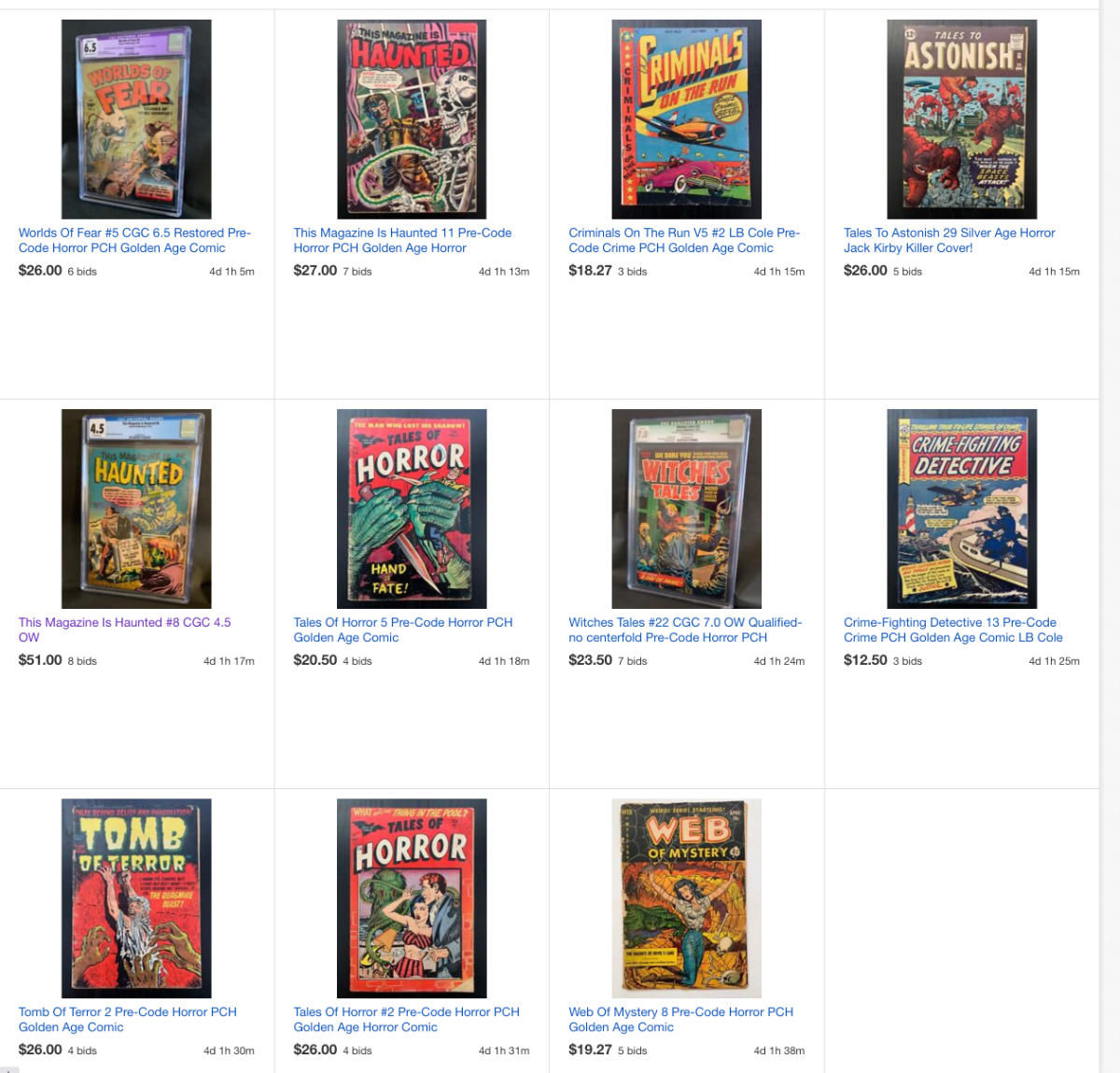 Low Grade Pre-Code Horror books and a few LB Cole crime right now on ...