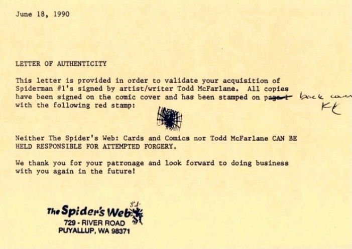 Spider-Man 1 silver signed with a red spider web stamp from McFarlane’s ...