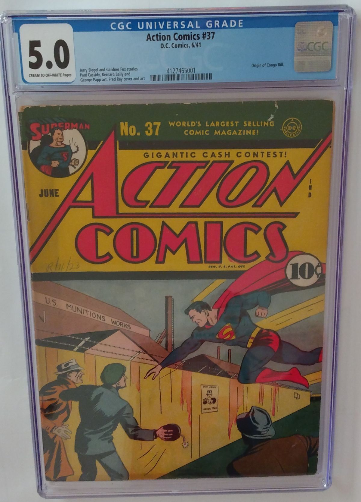 Action Comics #37 - June 1941 - CGC 5.0 (Sold) - Golden / Silver ...