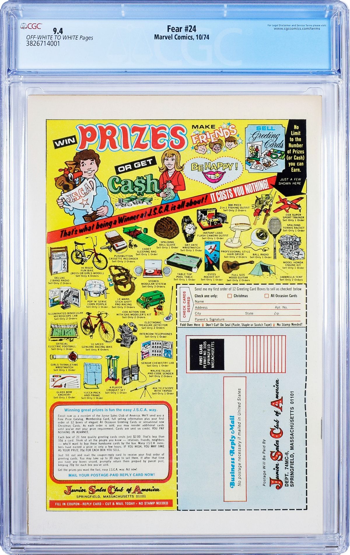 FEAR #24 CGC 9.4 NM OWWP EARLY BLADE APP. CLOSED! - Golden / Silver ...