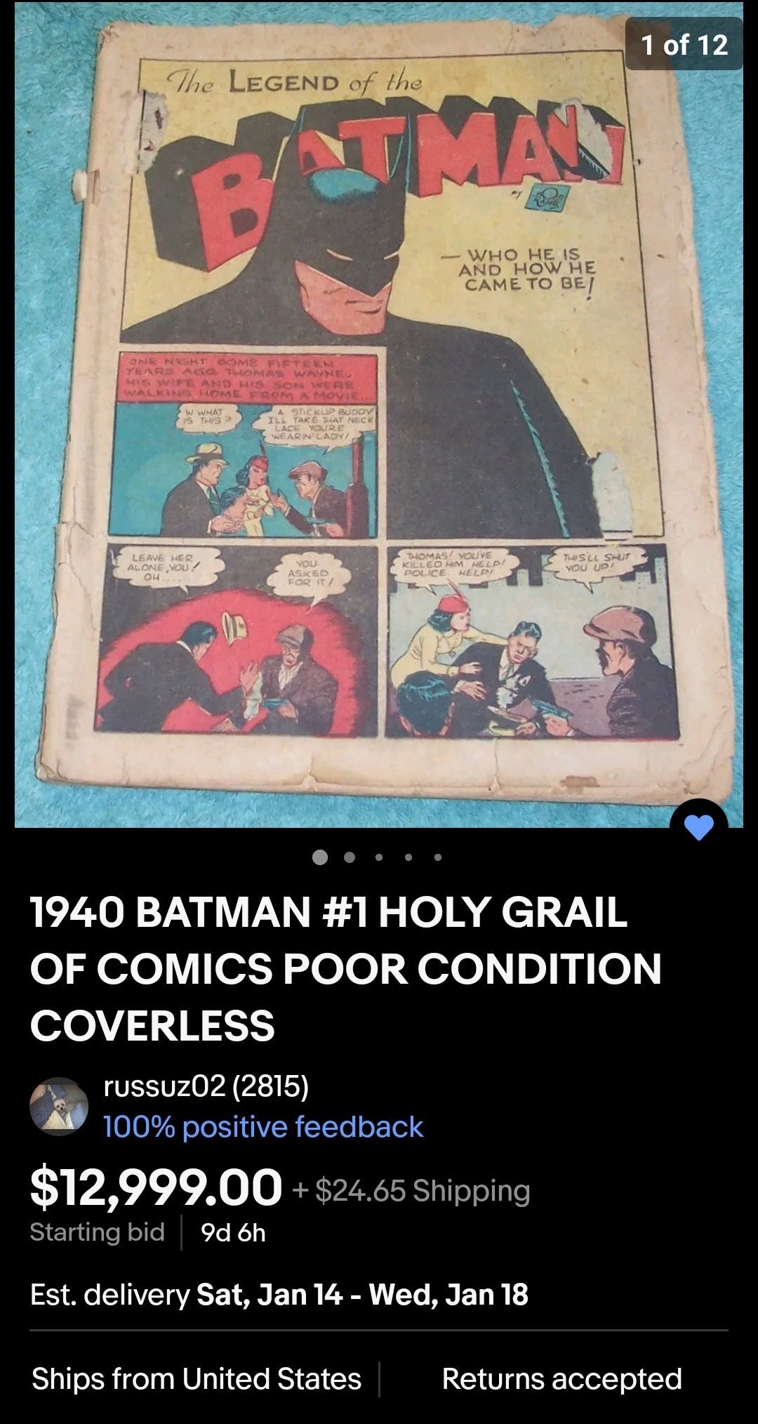 Suspicious Batman #1 on Ebay - Comics General - CGC Comic Book ...