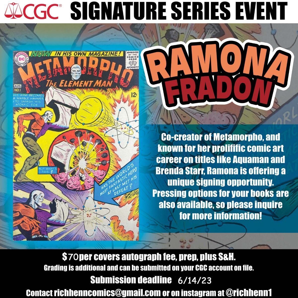 taking subs for CGC s/s Ramona Fradon, Don Perlin, Doug Moench, Fan ...