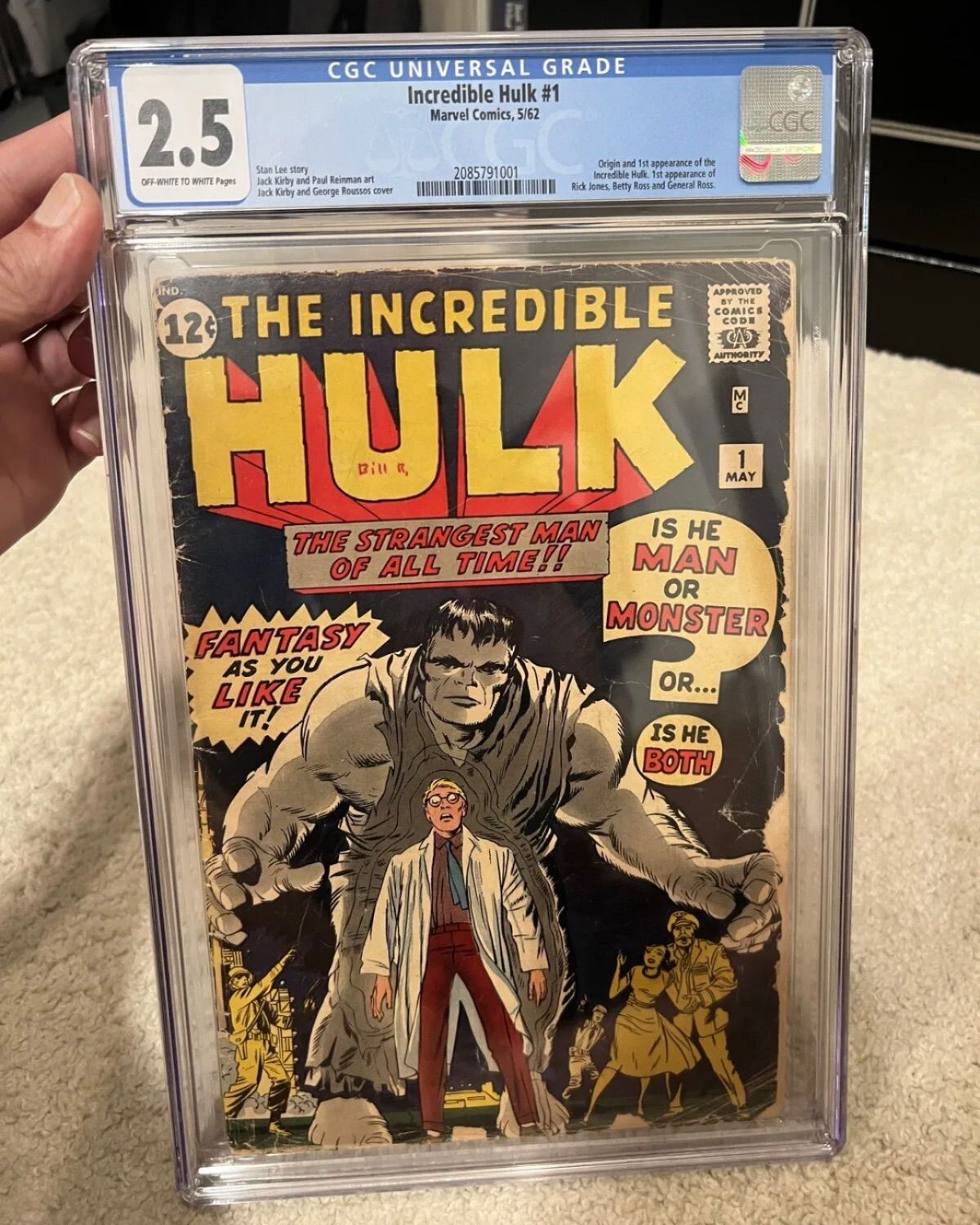 For Sale: Incredible Hulk #1 CGC 2.5 OW/W Pages NEVER PRESSED! - Golden ...