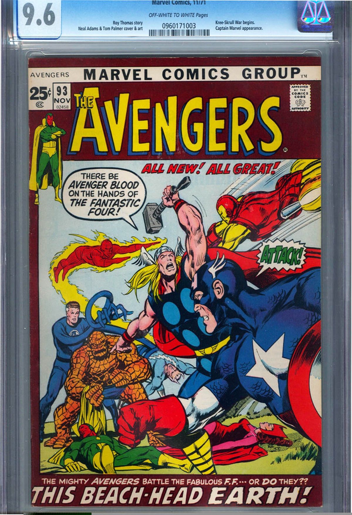 Avengers #92 - Stunning Neal Adams Art! - Bronze Age Comic Books - CGC ...