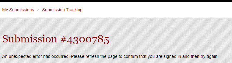 Submission Links down ("Unexpected error has occurred" message) - Ask ...