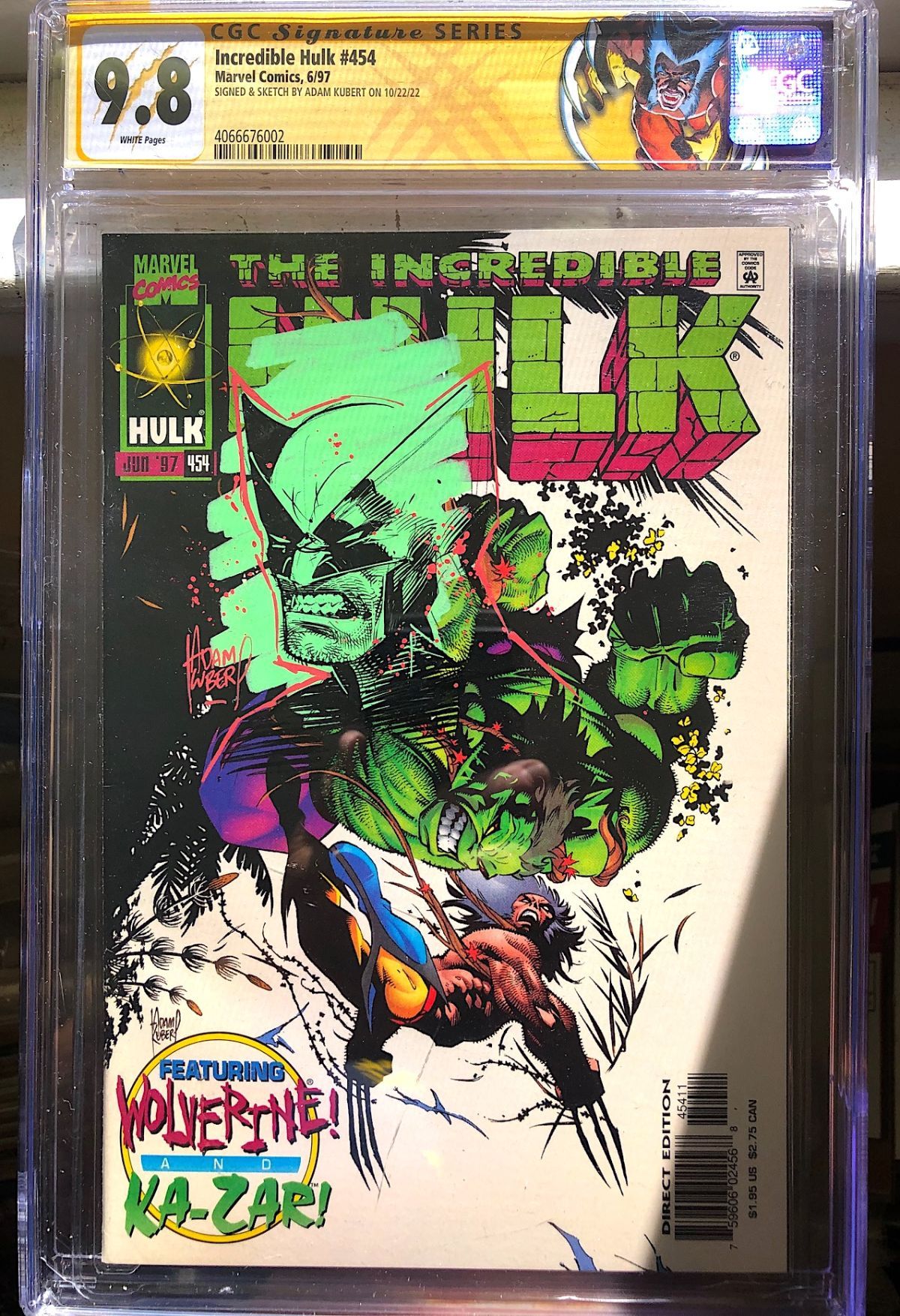 Incredible Hulk #454 CGC 9.8! Signed and remarked by Adam Kubert. PRICE ...