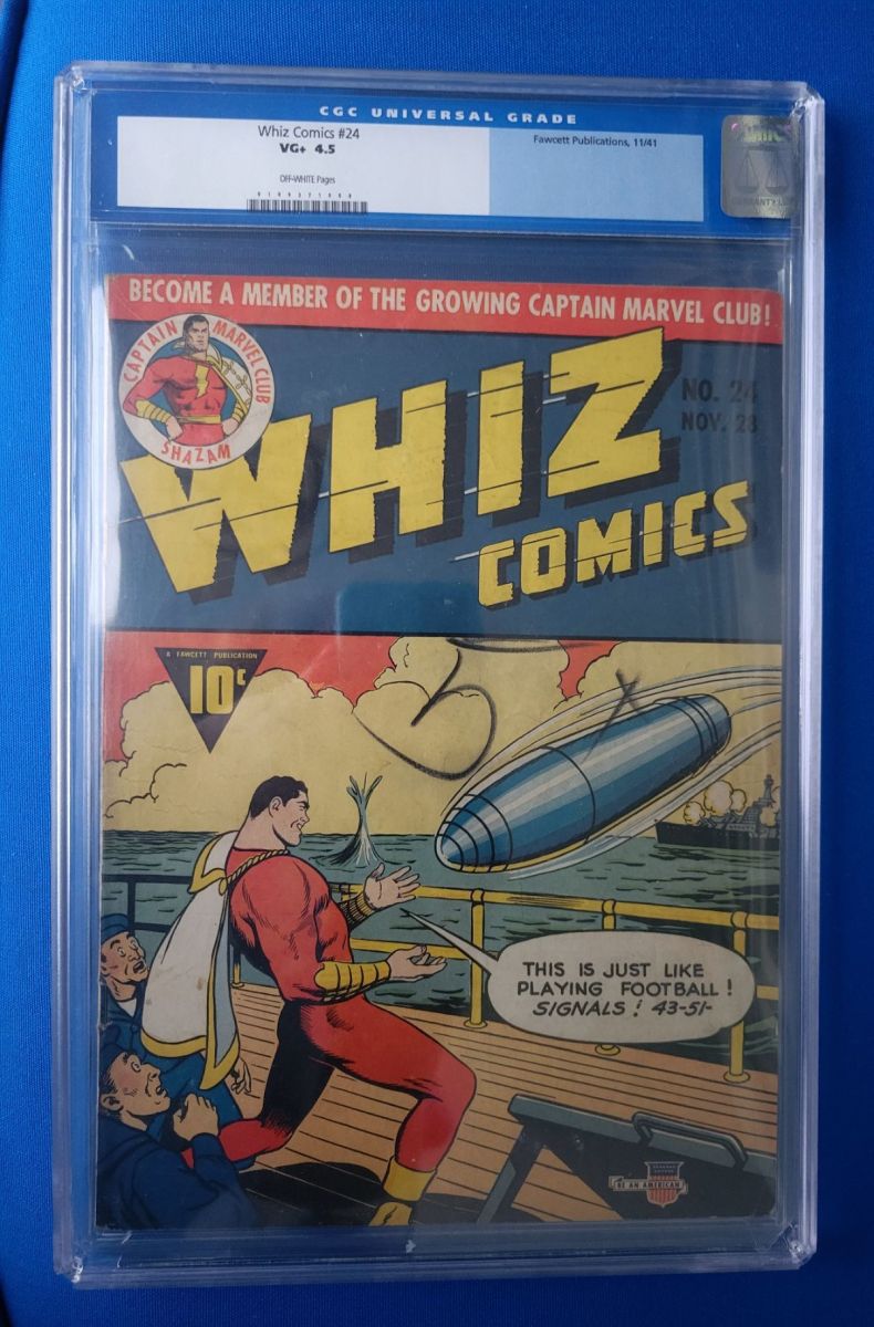 Price lowered...Just one nice book scarce comic book, Whiz Comics #24, CGC 4.5 War cover from ...