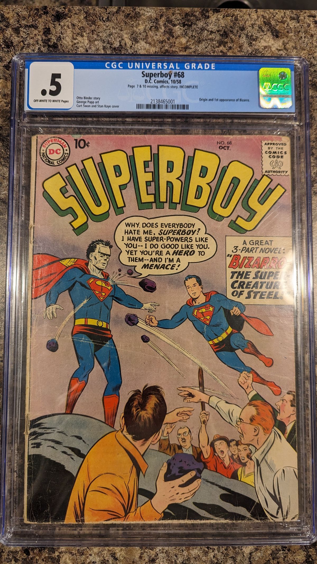 Superboy #68 1st Bizarro - Golden / Silver / Bronze Age Only - CGC ...