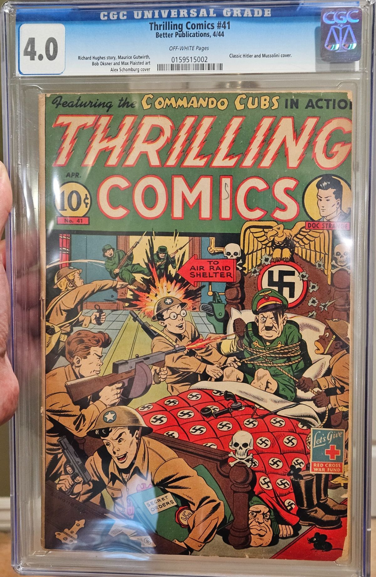 FS: Thrilling Comics #41 CGC 4.0 Classic Hitler & Mussolini Cover ...