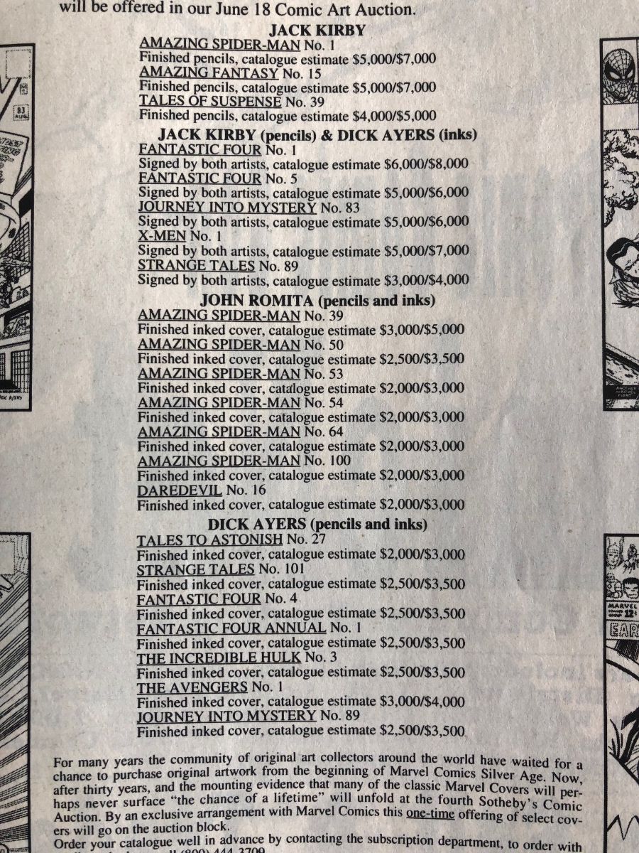 Sotheby's cover recreation ad 1994 - Original Comic Art - CGC Comic ...