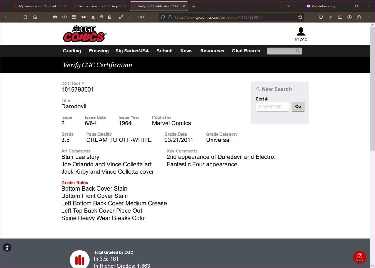 Verification error - CGC Registry (Comics) - CGC Comic Book Collectors Chat Boards
