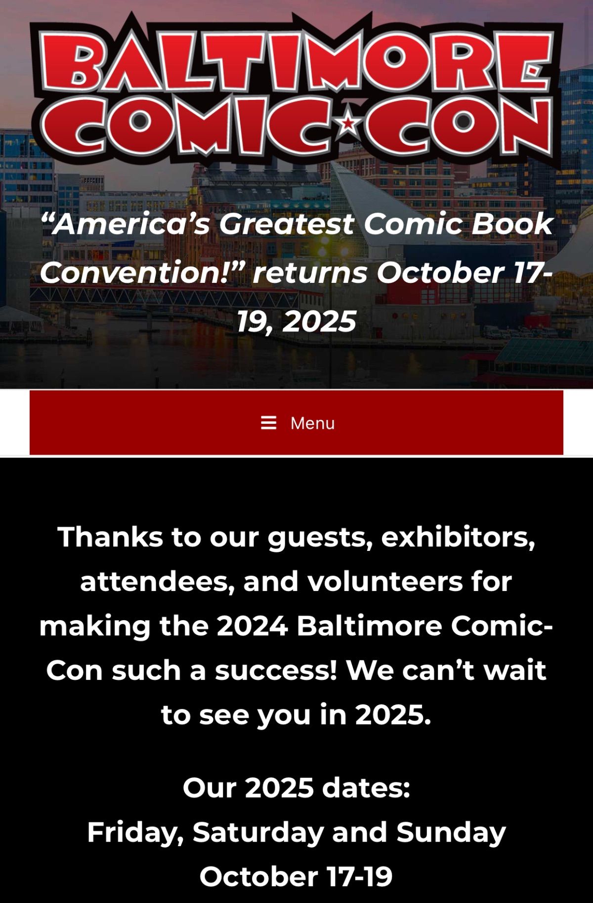 Baltimore Comic Con 2024 - Baltimore MD - September 20-22 2024 - First ...