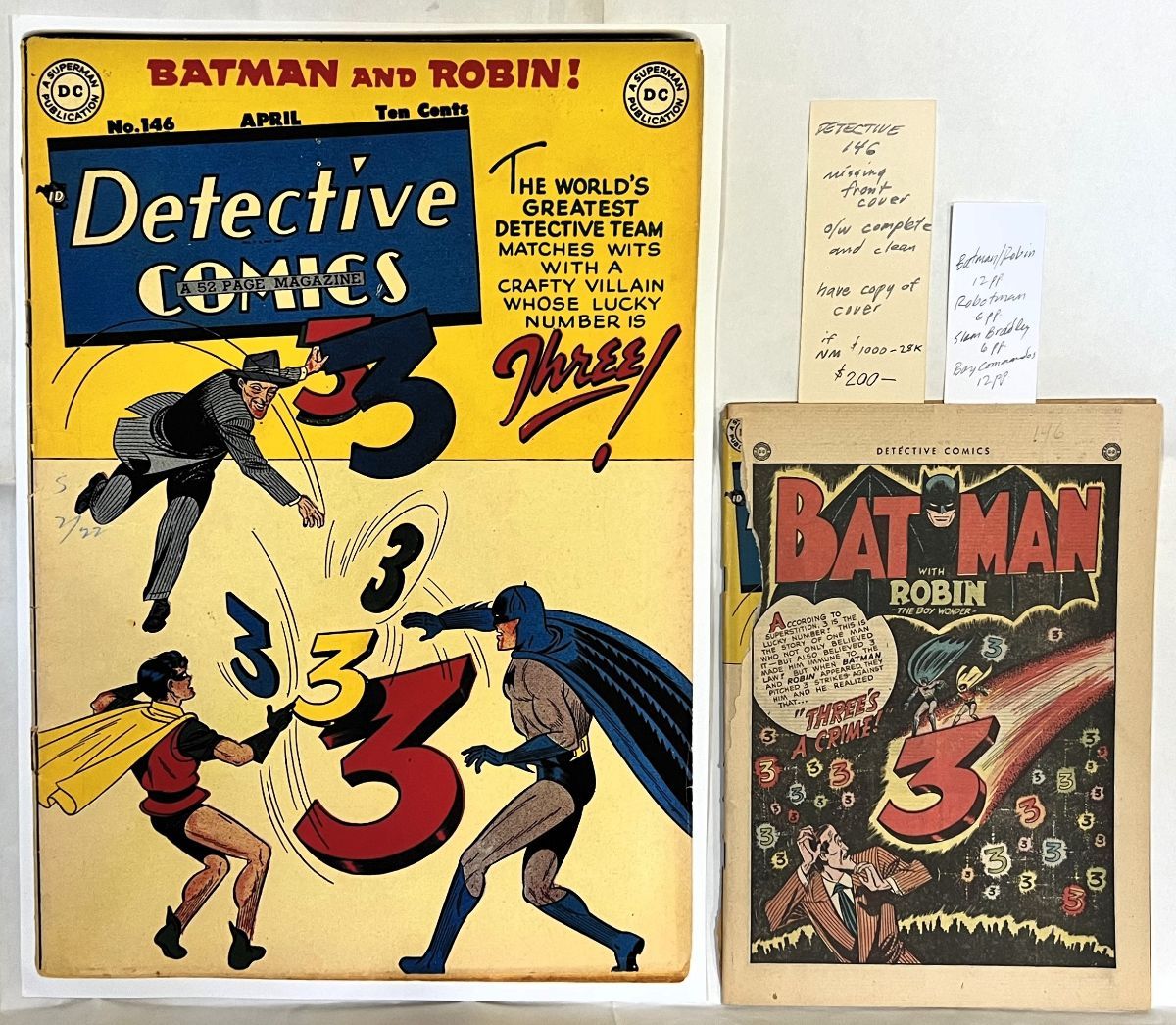 DETECTIVE #146 NO FRONT COVER Batman Robotman Slam Bradley $149.95 ...