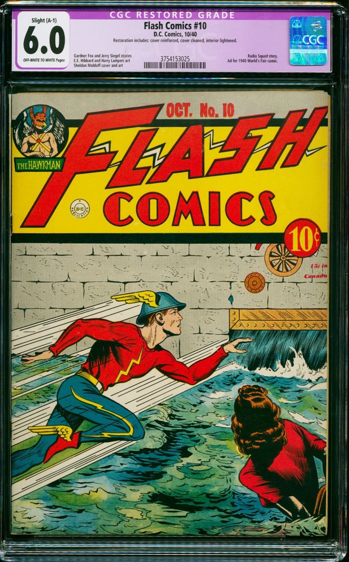 Flash Comics 10 1940 Cgc 6 0 A 1 Minimal Resto And It S Gone