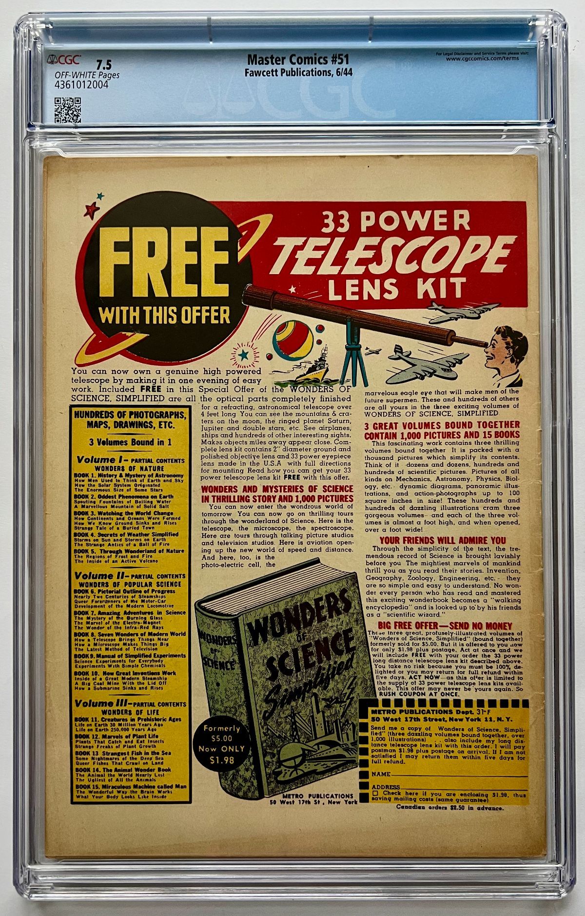 SOLD! (Master Comic #51 CGC 7.5) - Golden/Silver/Bronze Age Only - CGC ...