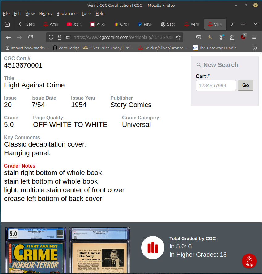 Sold the Golden/PCH find of my life – Fight Against Crime #20 CGC 5.0 SOTI Violence Decapitation ...