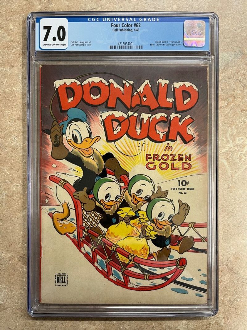 CLOSED - Four Color 62 “Fozen Gold” Donald Duck cgc 7.0 - Golden ...