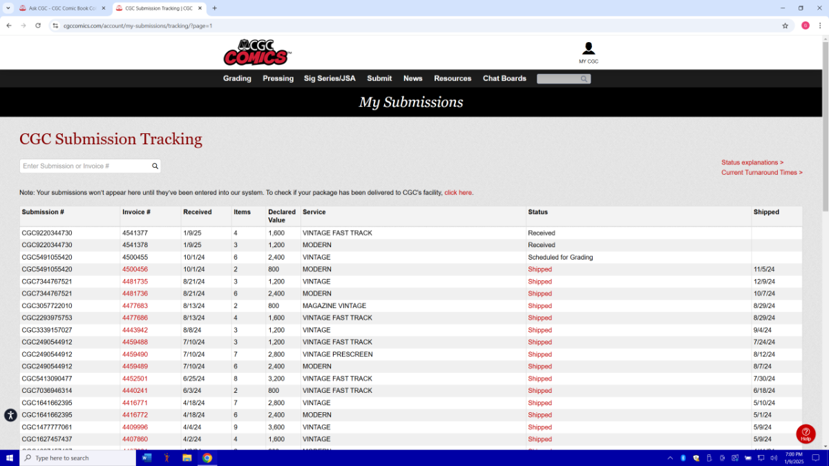 Invoice # no longer pulls up list of submitted comic orders not yet ...
