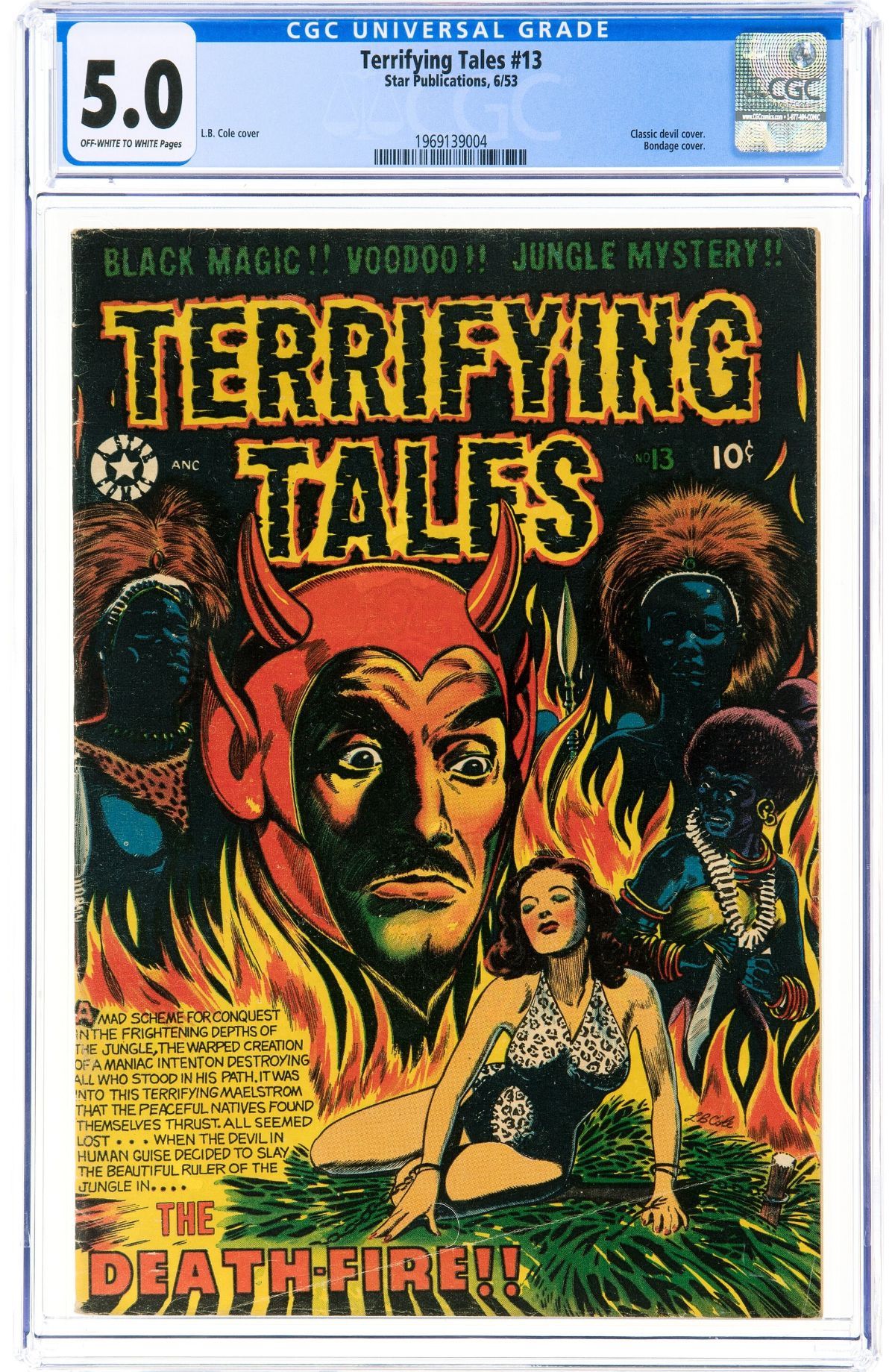 terrifying tales 13, cgc 5.0, ow/w f.s. classic l. b. cole devil cover ...