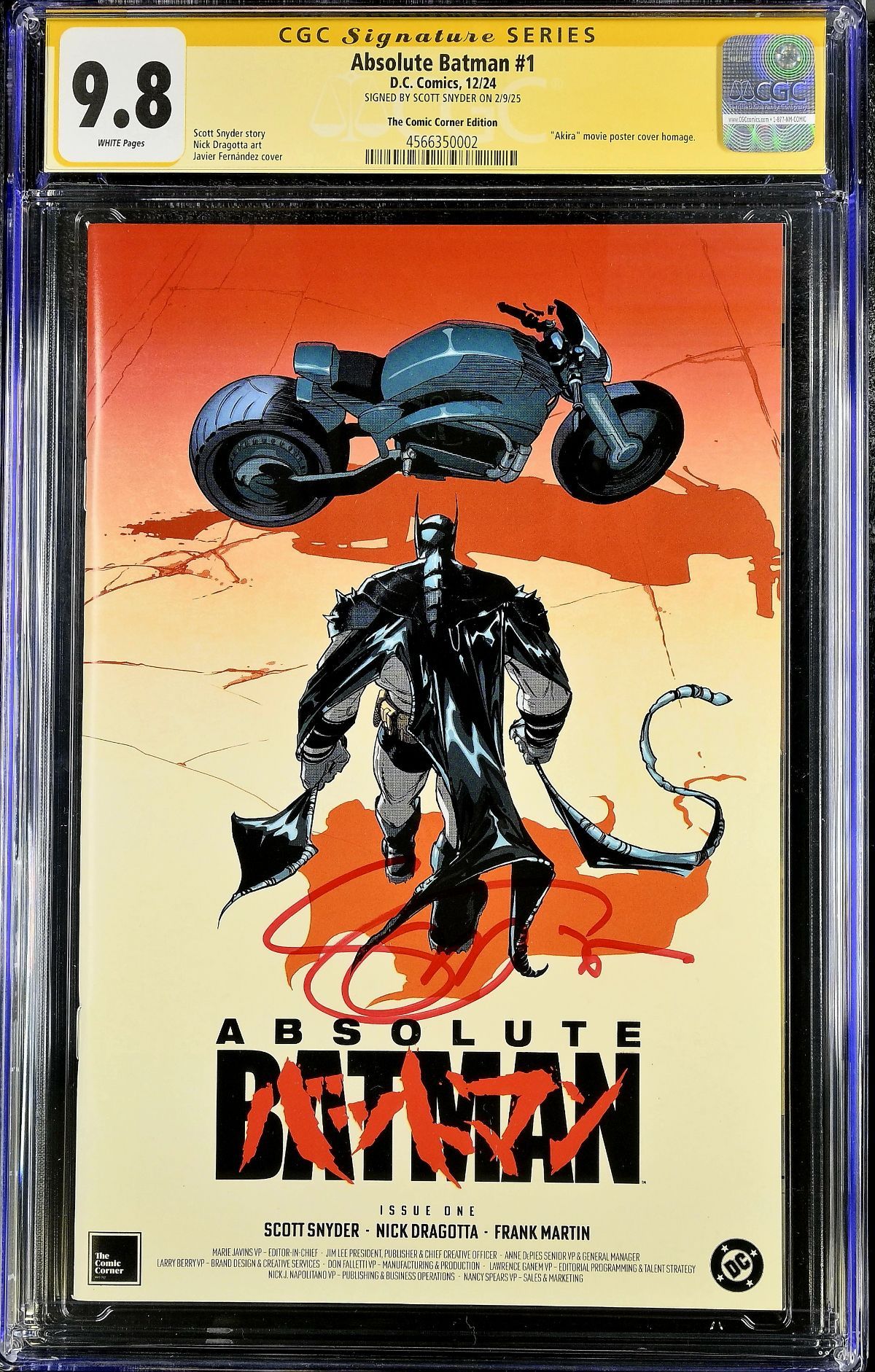 Absolute Batman #1 CGC SS 9.8 plus Akira homage - Sales Advertising ...