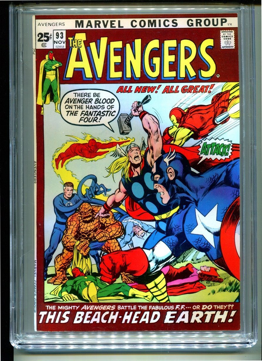 SOLD Avengers #93 CGC 9.4 Kree-Skrull War Begins! 1st Neal Adams artwork in title with White ...