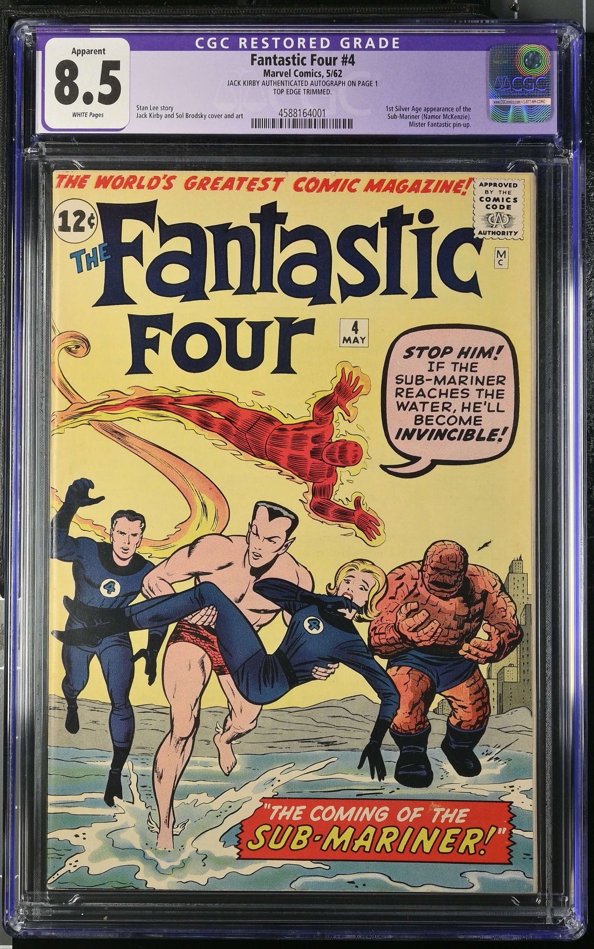 SOLD AND CLOSED - One book - Fantastic Four #4 Apparent 8.5 W Signed by ...
