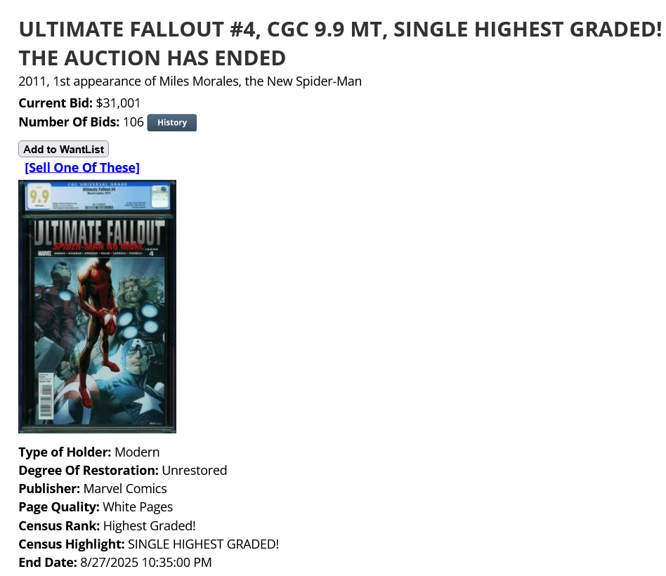 Ultimate fallout 4 grail in modern age? - Modern Age Comic Books - CGC ...