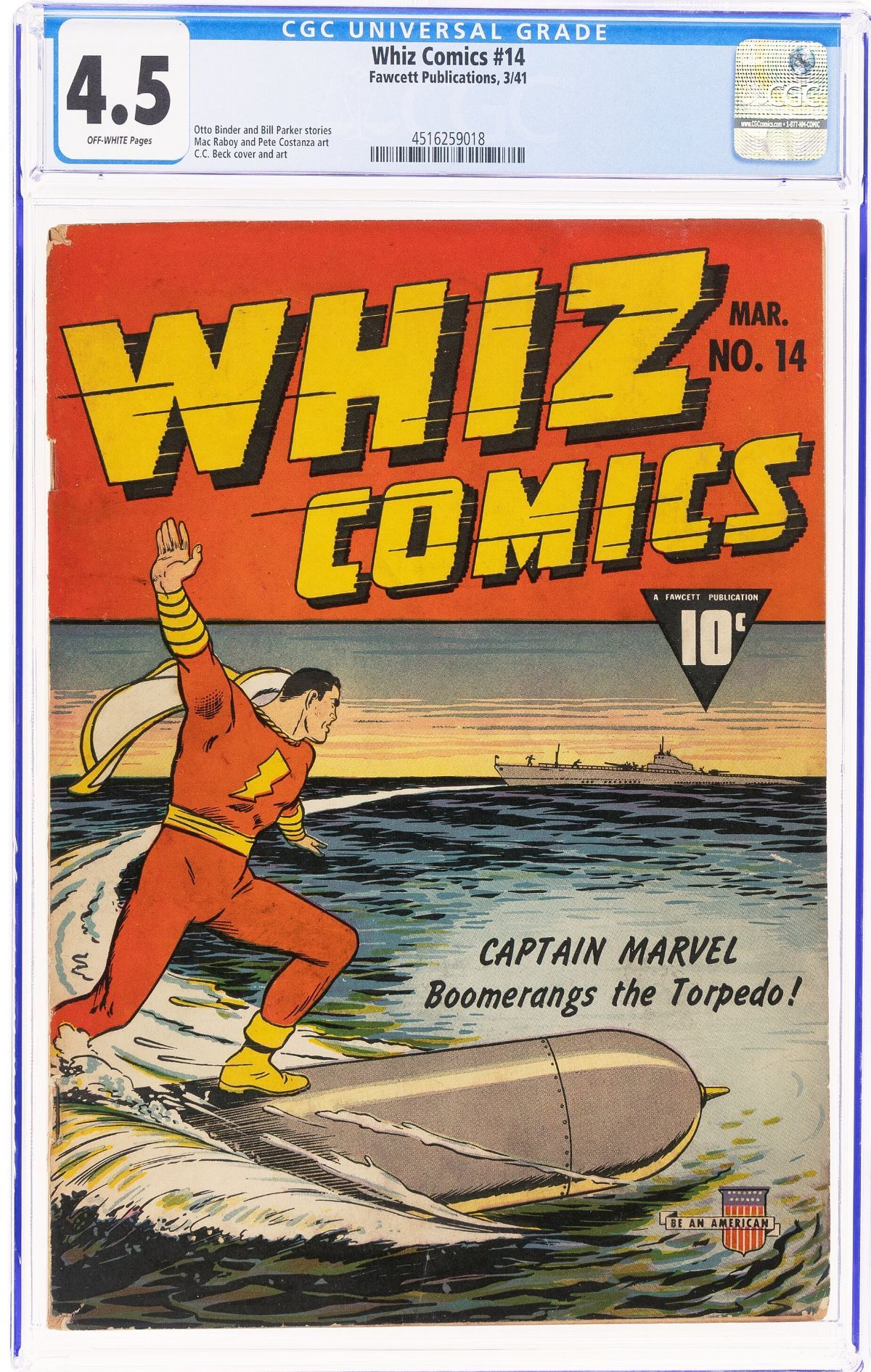 Whiz Comics #14, March 1941, CGC 4.5, Shazam! Captain Marvel, World War ...