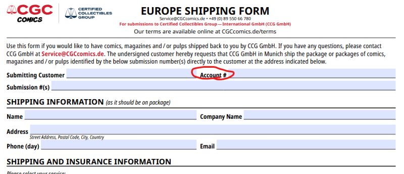 Questions About Grading to Munich and Europe Shipping Form - Ask CGC - CGC Comic Book Collectors ...
